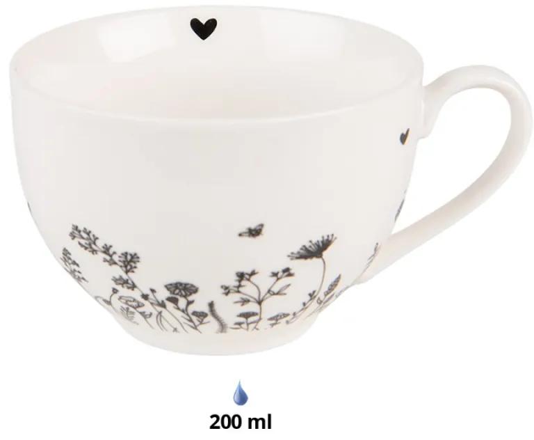 Porcelánový šálek s podšálkem s květinami Flora And Fauna – 12x9x6 cm