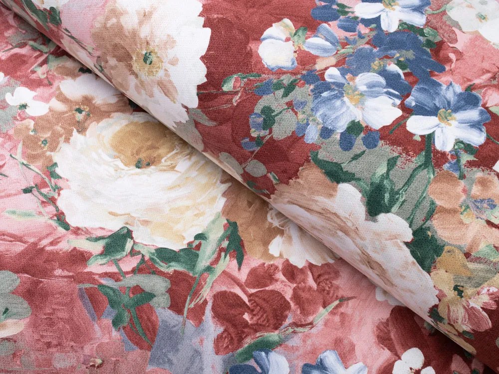 Biante Dekorační běhoun na stůl PM-054 Malované květy na růžovém 20x140 cm