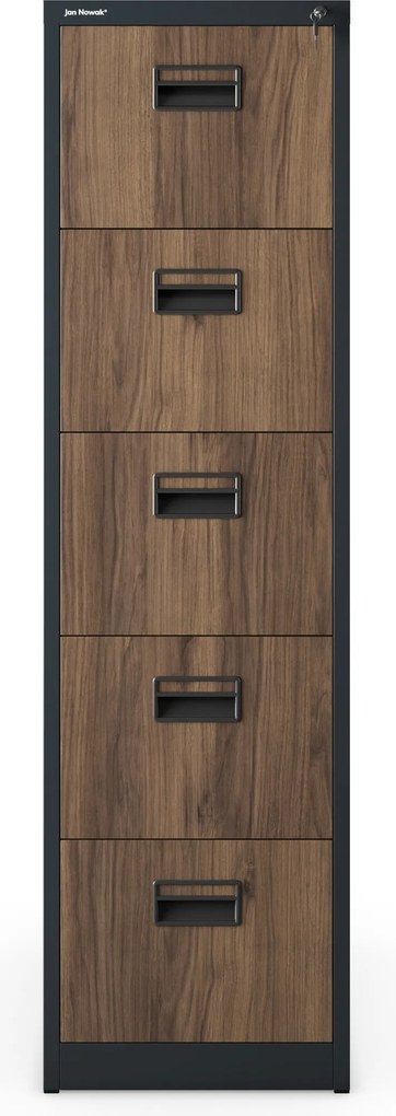 Kovová kartotéková skříň s 5 zásuvkami, antracit/ořech, 460x1625.5x620 mm: SARA Eco Design