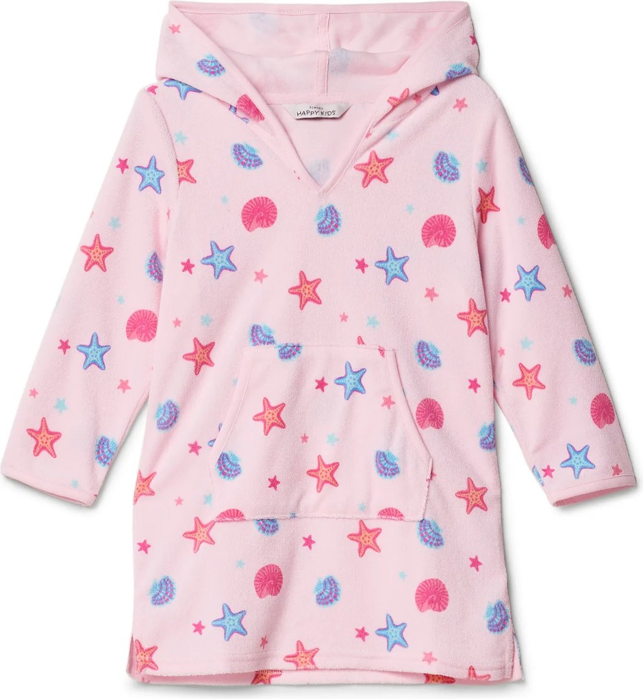 Tchibo - Lehké dětské pončo z froté - dámské - vel. 134/140 - barva: růžová/s potiskem