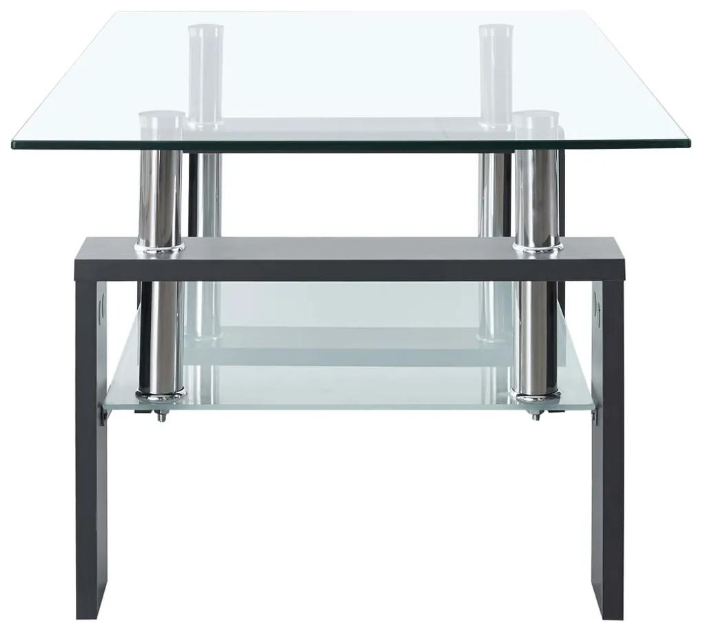 Konferenční stolek šedý a průhledný 95x55x40 cm tvrzené sklo - Default Title
