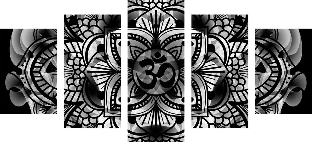 5-dílný obraz Mandala zdraví v černobílém provedení Varianta: 100x50