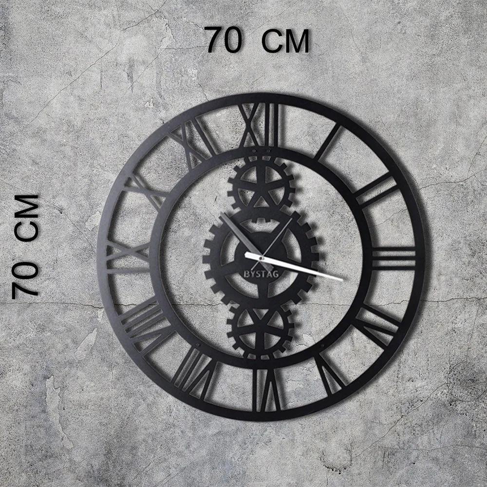 Wallexpert Dekorativní kovové nástěnné hodiny Gear XL, Černá
