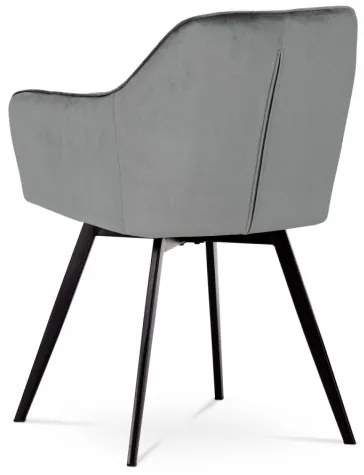 Jídelní židle šedá sametová látka, kovové nohy, černý matný lak DCH-425 GREY4