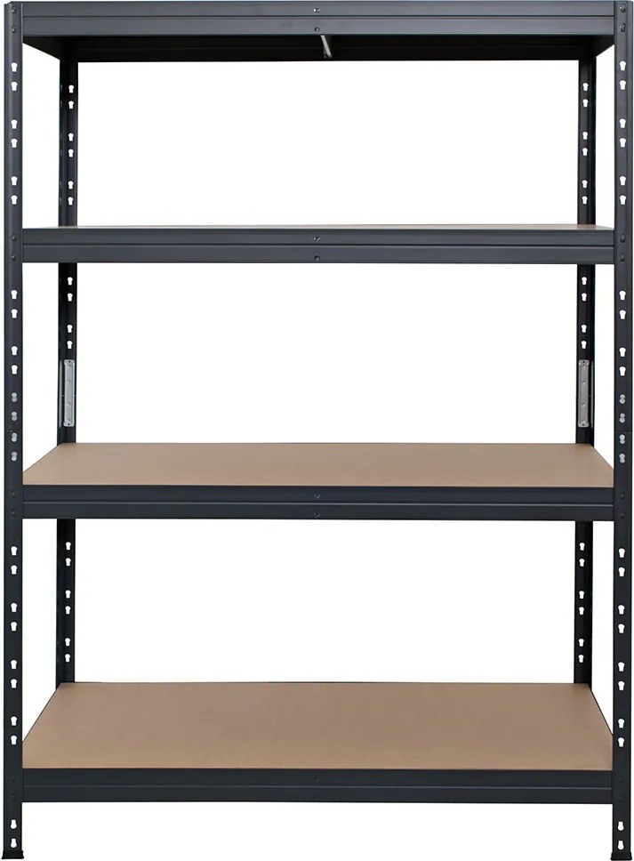 Kovový regál RIVET PRO 180x120x60 DTD dřevotříska 4 úrovně antracitová šedá