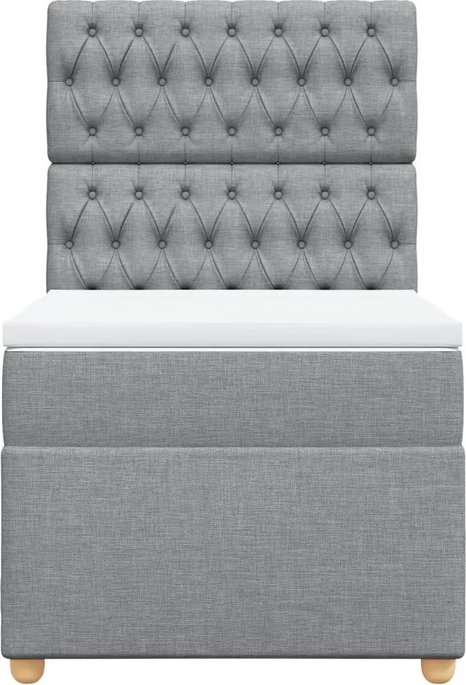 Box spring postel s matrací světle šedá 80 x 200 cm textil 3291114