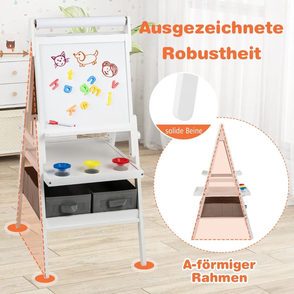 Costway Dětská tabule 3 v 1 s papírovou rolí a amp; magnetická tabule a amp –