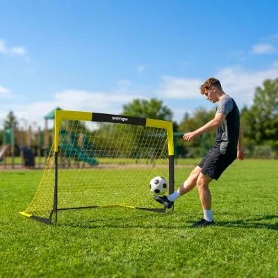 SPORTNOW Skládací fotbalová branka pro zahradu pro děti a dospělé, přenosná venkovní branka s odolnou síťovinou a sklolaminátovými tyčemi