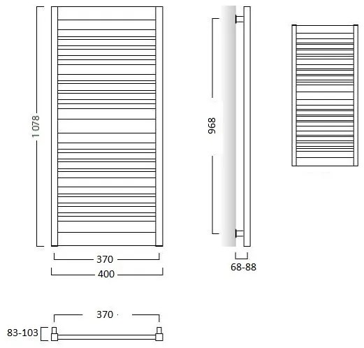 Instalprojekt Koupelnový radiátor FRAME SLIM Barva radiátoru - Černá, Rozměr radiátoru - 400 × 1078 mm, výkon 418 W RADFRAS401131