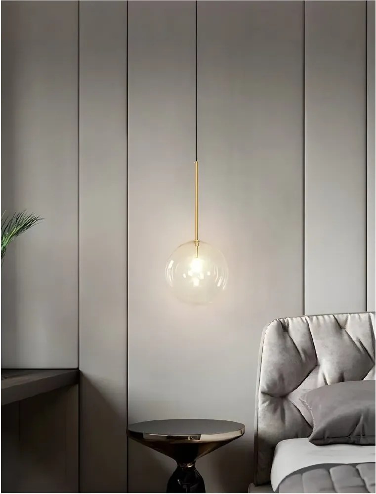 Toolight Rea, Skleněné kulové závěsné stropní svítidlo 15cm APP1680-1CP, OSW-04300