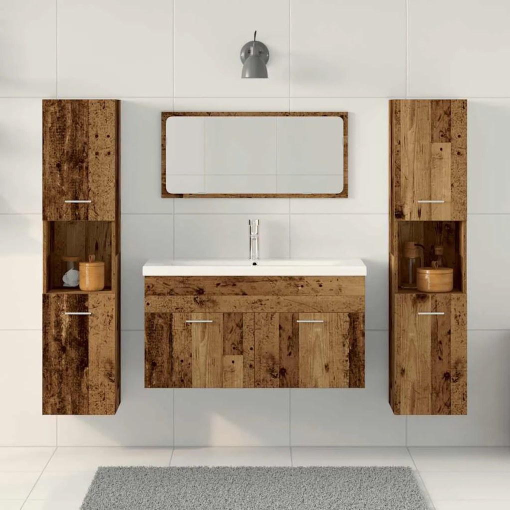 4dílná koupelnová sestava old wood kompozitní dřevo 3328595