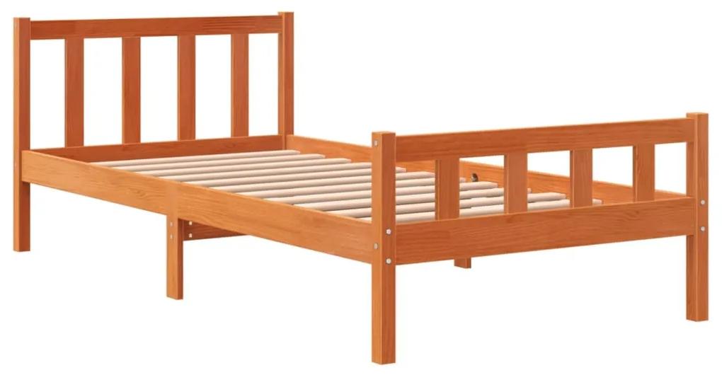 vidaXL Rám postele s čelem voskově hnědý 75 x 190 cm masivní borovice