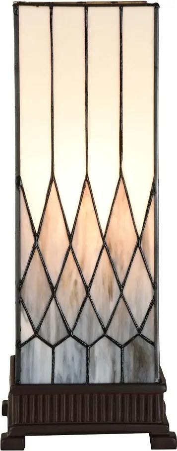 Bílo-šedá stolní lampa Tiffany Paulette - 17*17*43 cm E27/ 1*40W