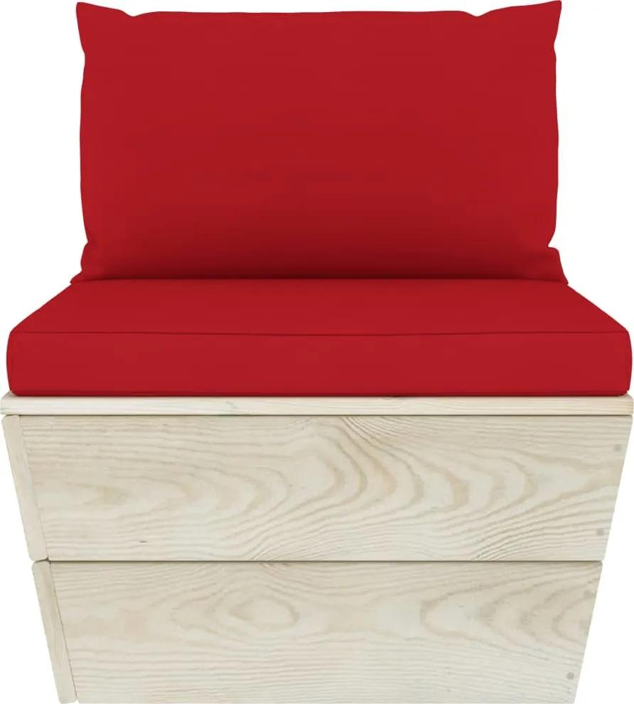 vidaXL 5dílná zahradní sedací souprava z palet + podušky smrkové dřevo [3063486] Barva: Červená