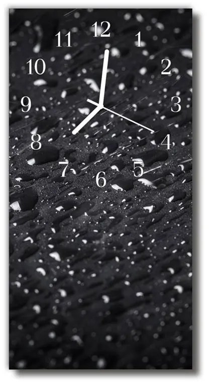 Nástěnné hodiny obrazové na skle - Kapky černé
