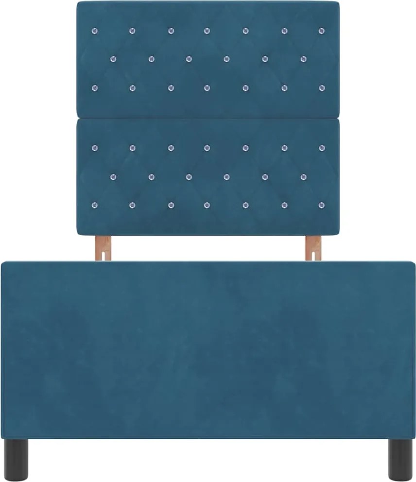 Postel s boxspringem s čelo Tmavě modrá 90 x 200 cm samet 3344853