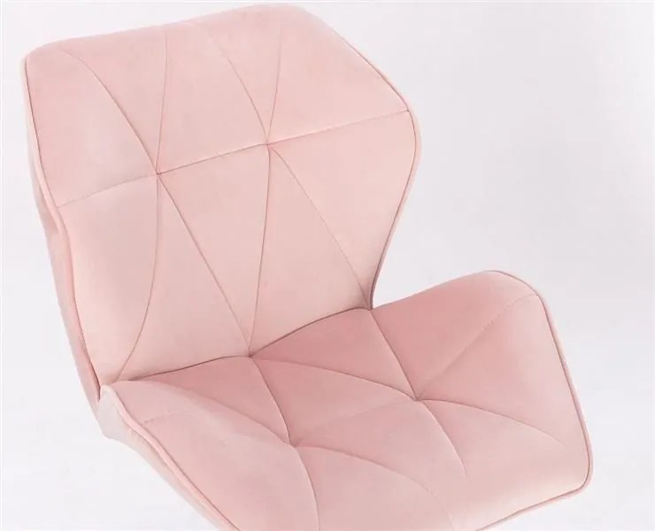 LuxuryForm DESIGN Otočná židle MILANO MAX VELUR na zlaté podstavě s kolečky - světle růžová