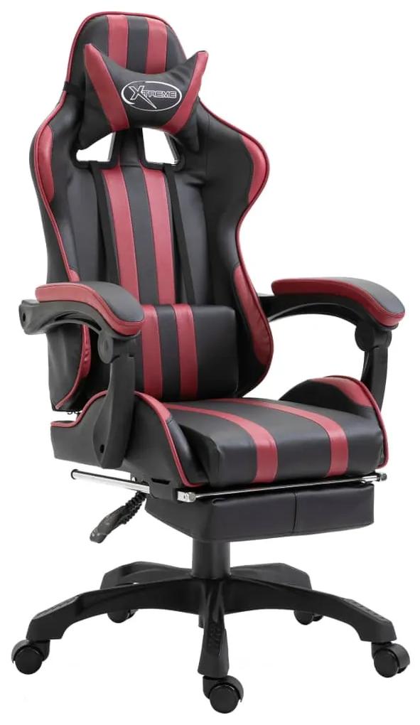 20223 vidaXL Herní židle s podnožkou vínová umělá kůže