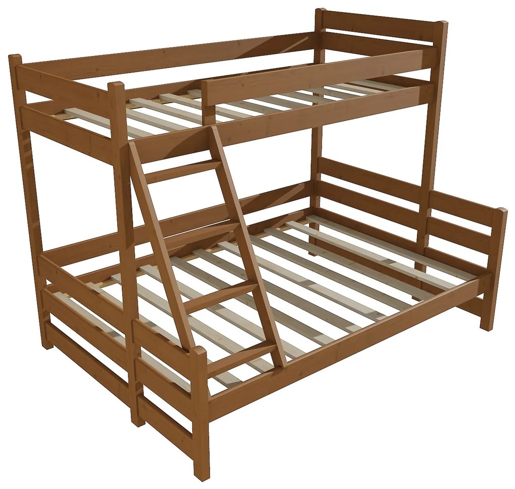 Vomaks Patrová postel s rozšířeným spodním lůžkem PPS 004 Rozměr: 90/120 x 200 cm, Barva: bezbarvý lak