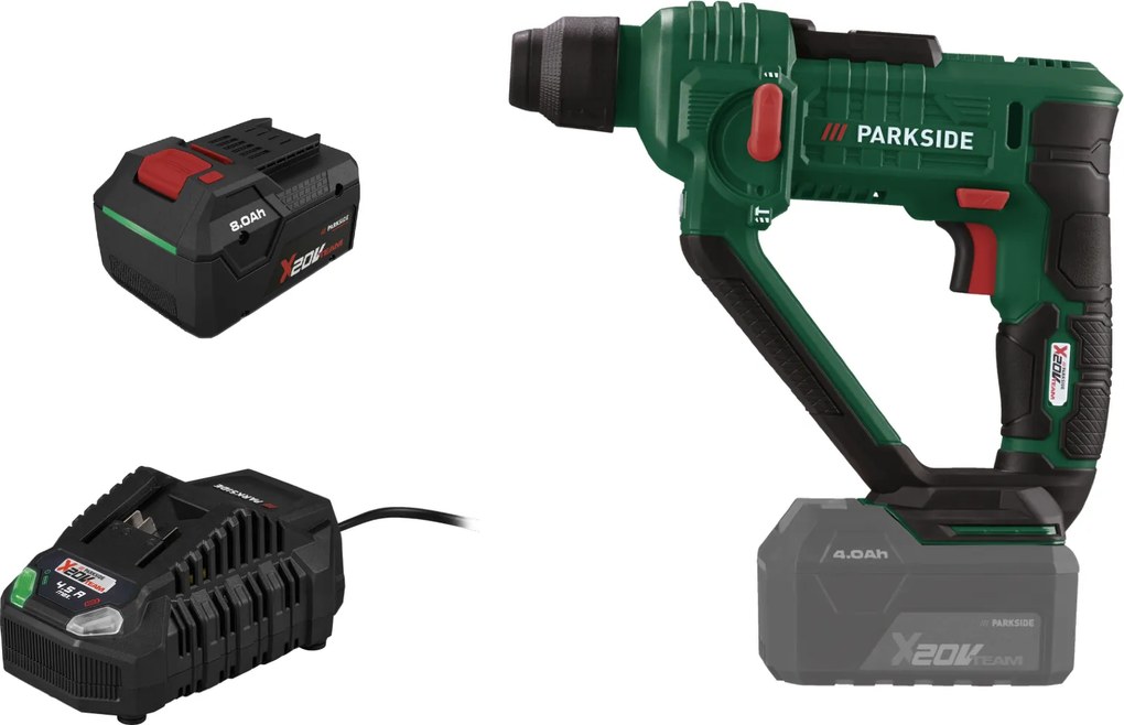 Parkside® Aku vrtací kladivo Pabh 20-Li D4, Smart 8 Ah