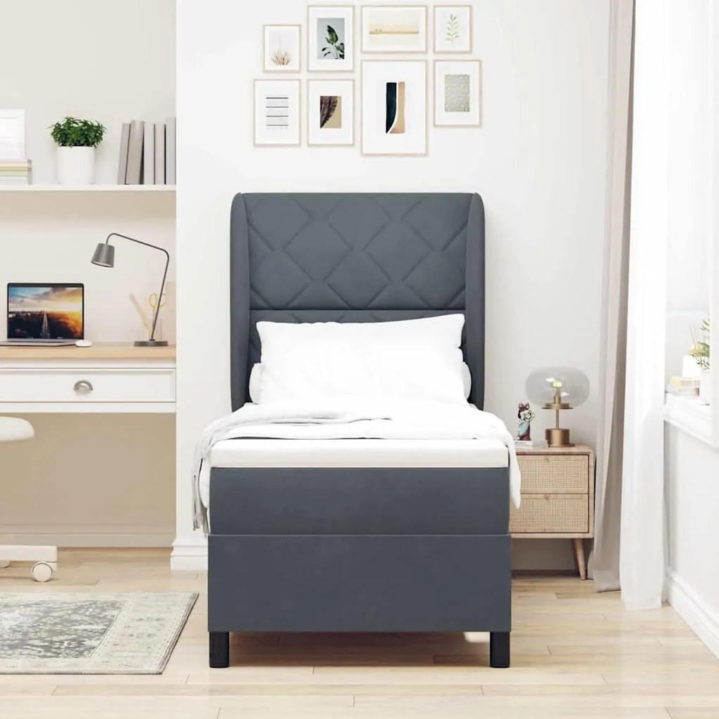 Postel s boxspringem s čelo Tmavě šedá 200 x 80 cm samet 3340953