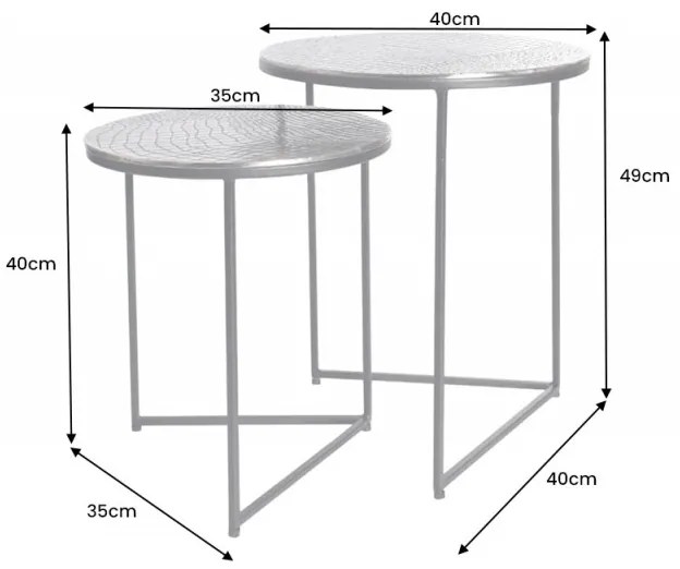 Konferenční stolek Elements Crocodile set 2ks 40cm stříbrná/ 43494