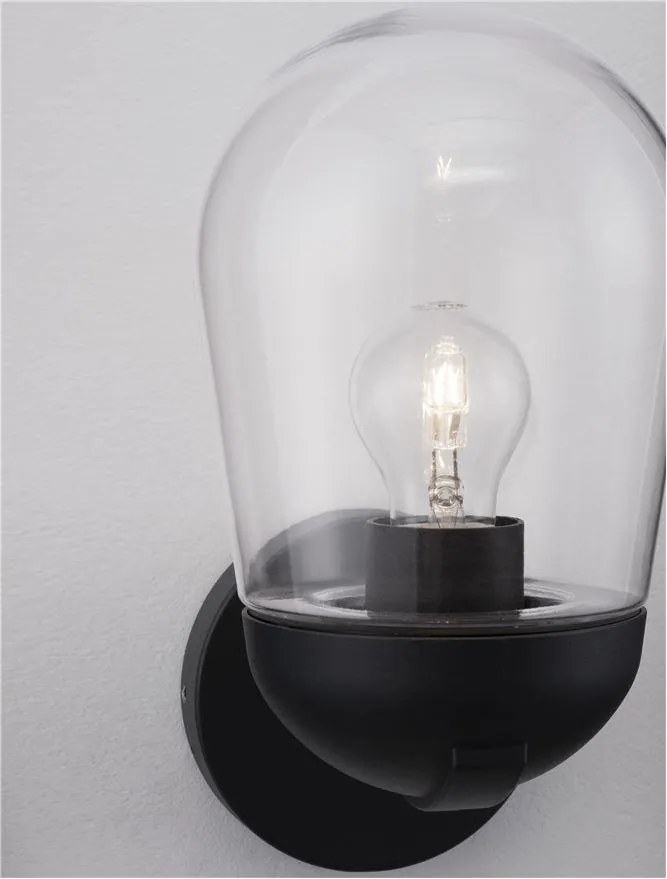 NV 9060194 Venkovní nástěnné svítidlo OMIKA tmavě šedý hliník a čiré sklo E27 1x12W 220-240V bez žárovky IP54 - NOVA LUCE