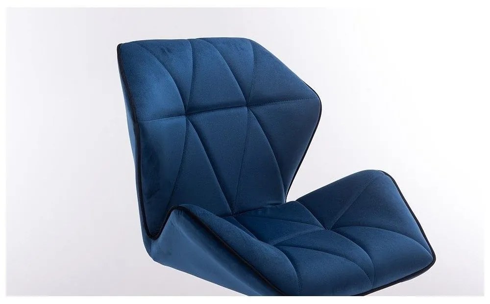 LuxuryForm Židle MILANO MAX VELUR na zlatém kříži - modrá