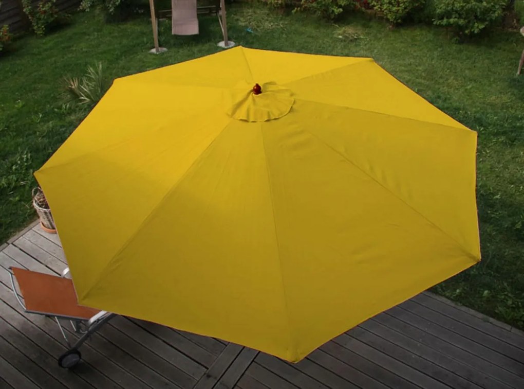 Slunečník Florida Ø 3,5m - polyester/dřevo - žlutá