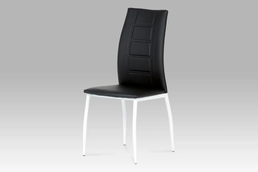 Jídelní židle koženka černá / bílý lak