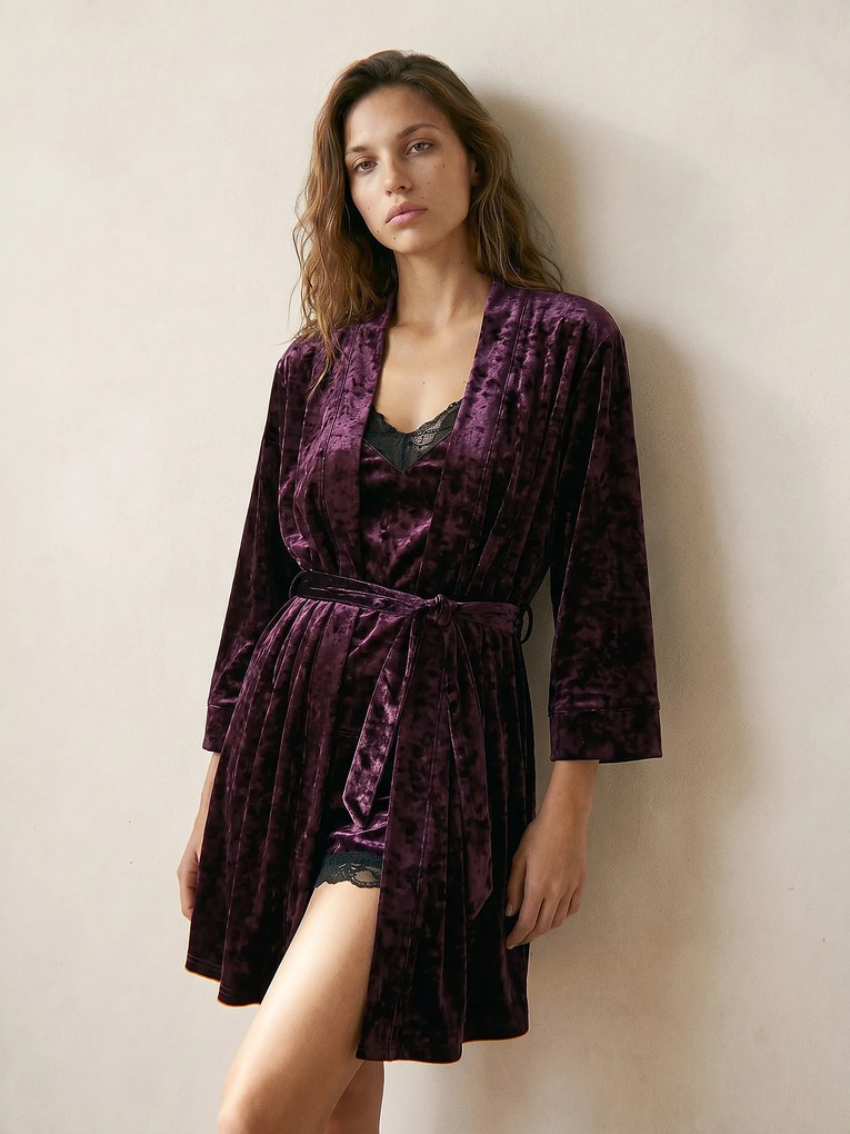 Sinsay - Jednobarevný kimono župan - burgundy