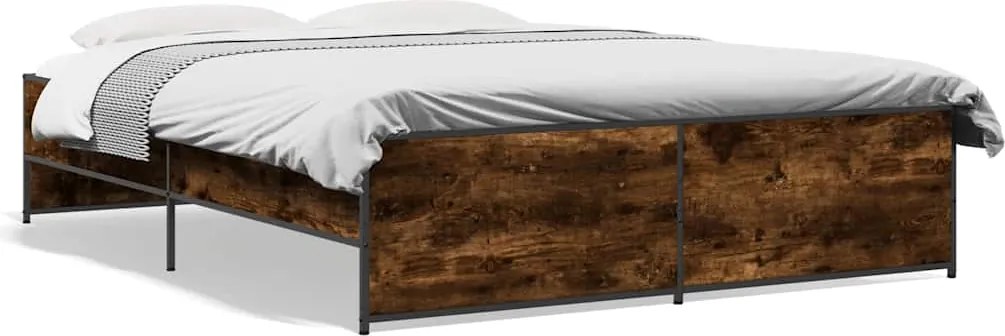 Rám postele kouřový dub 150 x 200 cm kompozitní dřevo a kov 3279884
