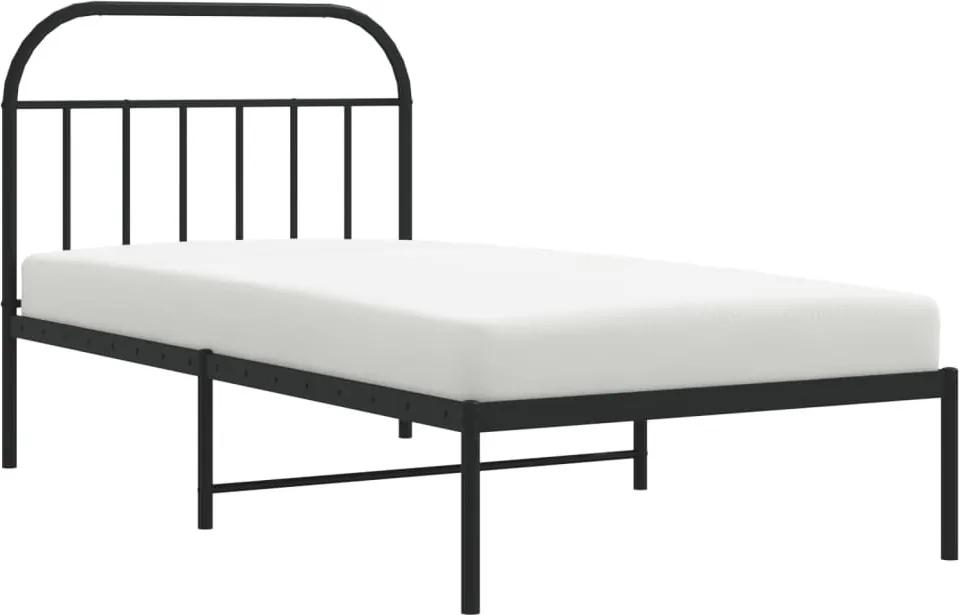 vidaXL Kovový rám postele s čelem 100 x 200 cm [353630] Barva: Bílá