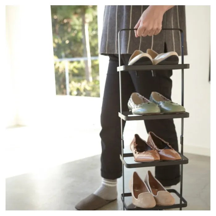 Černý vysoký stojan na boty YAMAZAKI Tower Shoe Rack