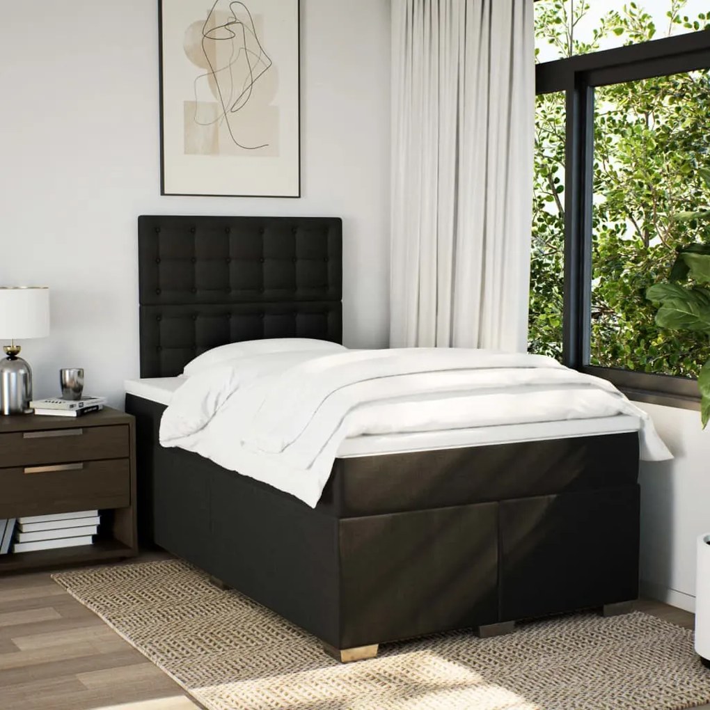 Box spring postel s matrací černá 120x190 cm textil 3290443