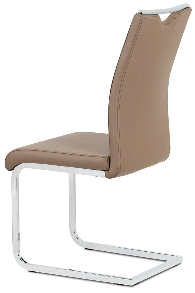 Jídelní židle latte koženka / chrom Autronic DCL-411 LAT