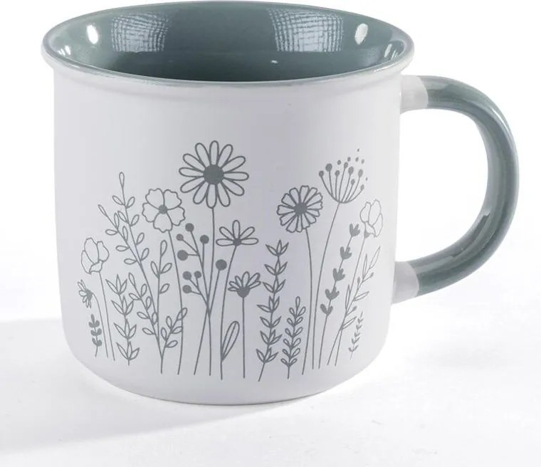 Porcelánový hrnek KVĚT zelený 400 ml