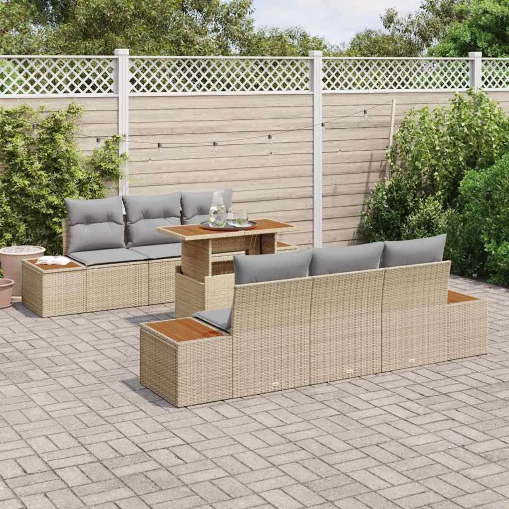 Sada zahradních pohovek 7 ks Beige a šedá 3350032