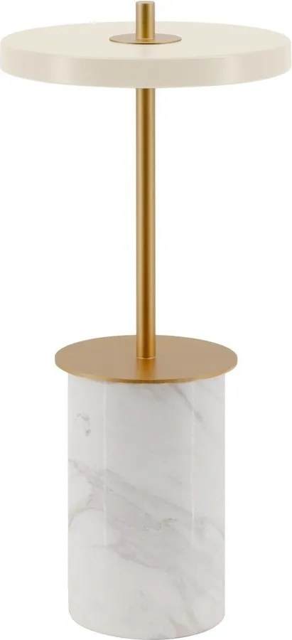 Krémová mramorová LED stmívatelná stolní lampa s kovovým stínidlem (výška 25,5 cm) Asteria Move Mini – UMAGE
