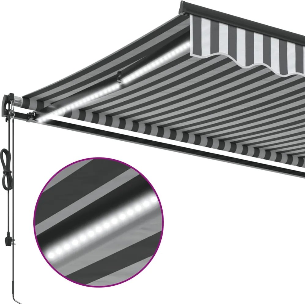 Automatická zatahovací markýza s LED antracit a bílá 350x250 cm 3310229