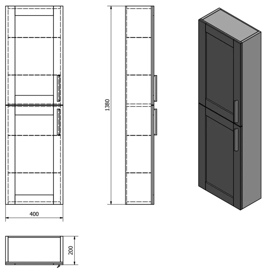 Sapho AMIA skříňka vysoká 40x140x20cm, levá/pravá, dub Texas AM030-2020