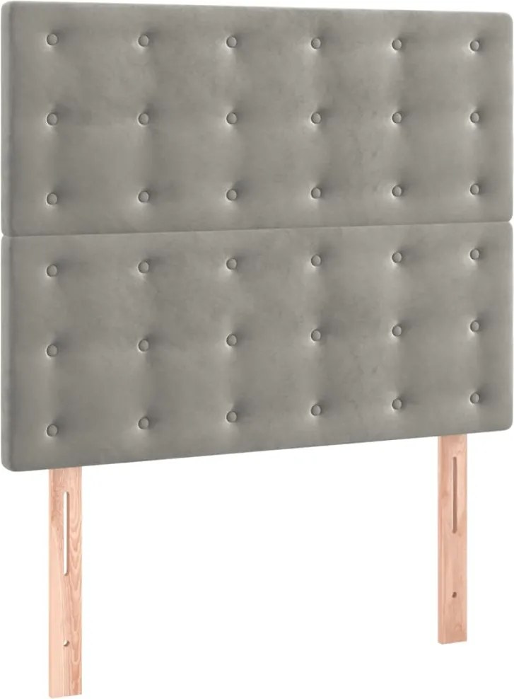 Box spring postel s matrací a LED světle šedá 80 x 200 cm samet 3136329