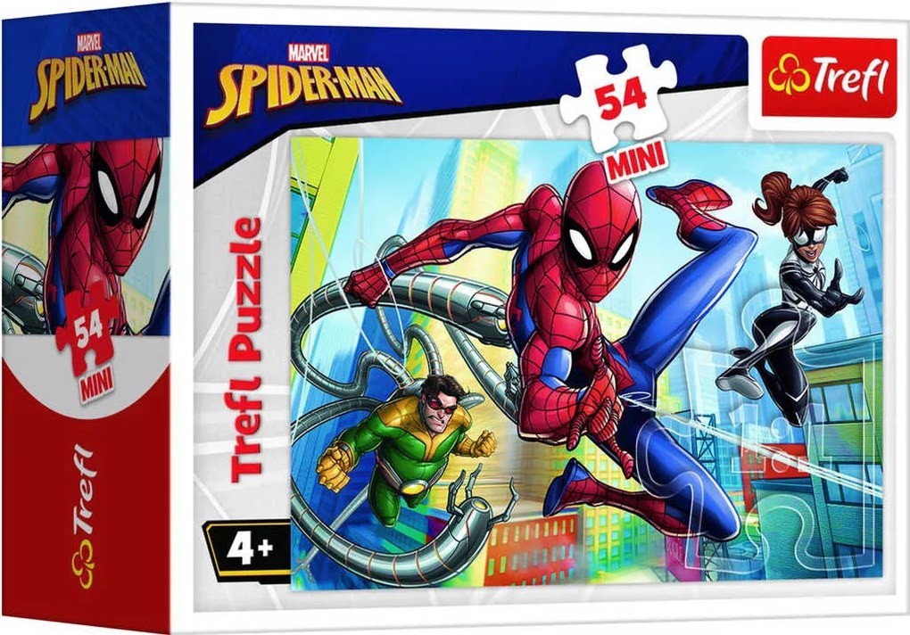 TREFL PUZZLE Spiderman Proti padouchům mini 20x13cm 54 dílků 4 druhy tr154164