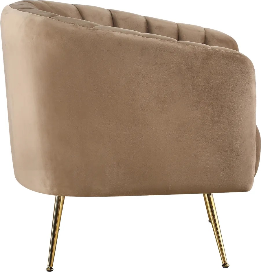 Designové křeslo, hnědá Velvet látka/gold chrom-zlatý, BAGY