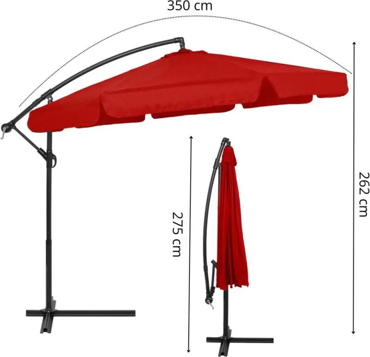 Zahradní slunečník 290 cm, červený SPRINGOS CASABLANCA GU0044