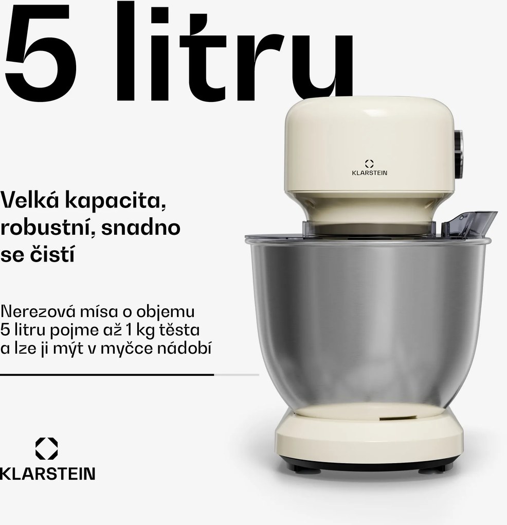 Klarstein Bella Evo kuchyňský robot | planetární míchací systém | 3 nástavce na mixování | 1500 W | 5 l