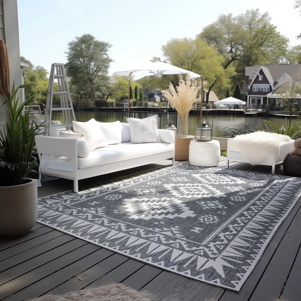 ELLE Decoration, Kusový koberec Gemini 106018 Silver z kolekce Elle – na ven i na doma, 200x290, šedá, chodba / předsíň