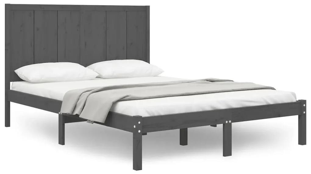 vidaXL Rám postele šedý masivní borovice 120 x 190 cm malé dvojlůžko