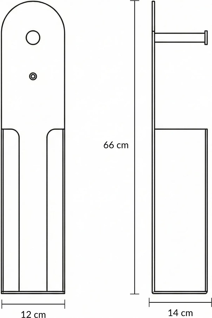 Stojan na toaletní papír s držákem URVA, 66 cm – černý