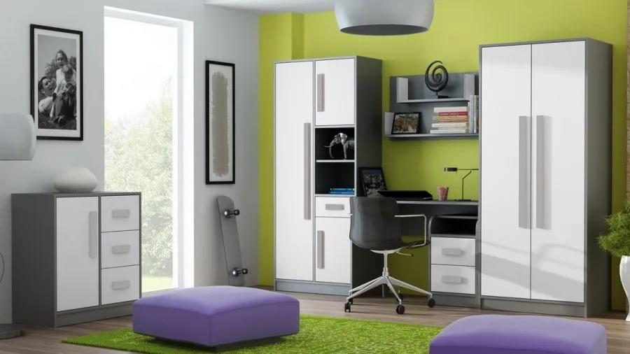 Casarredo - Komfort nábytek Dětská šatní skříň GYT 1 antracit/bílá/šedá